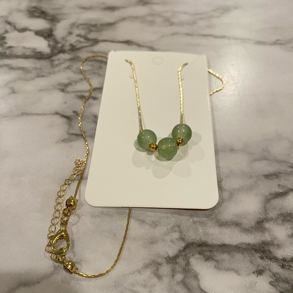Jewelry | Jade Necklace With Gold Tone Snake Style Chain | Poshmark